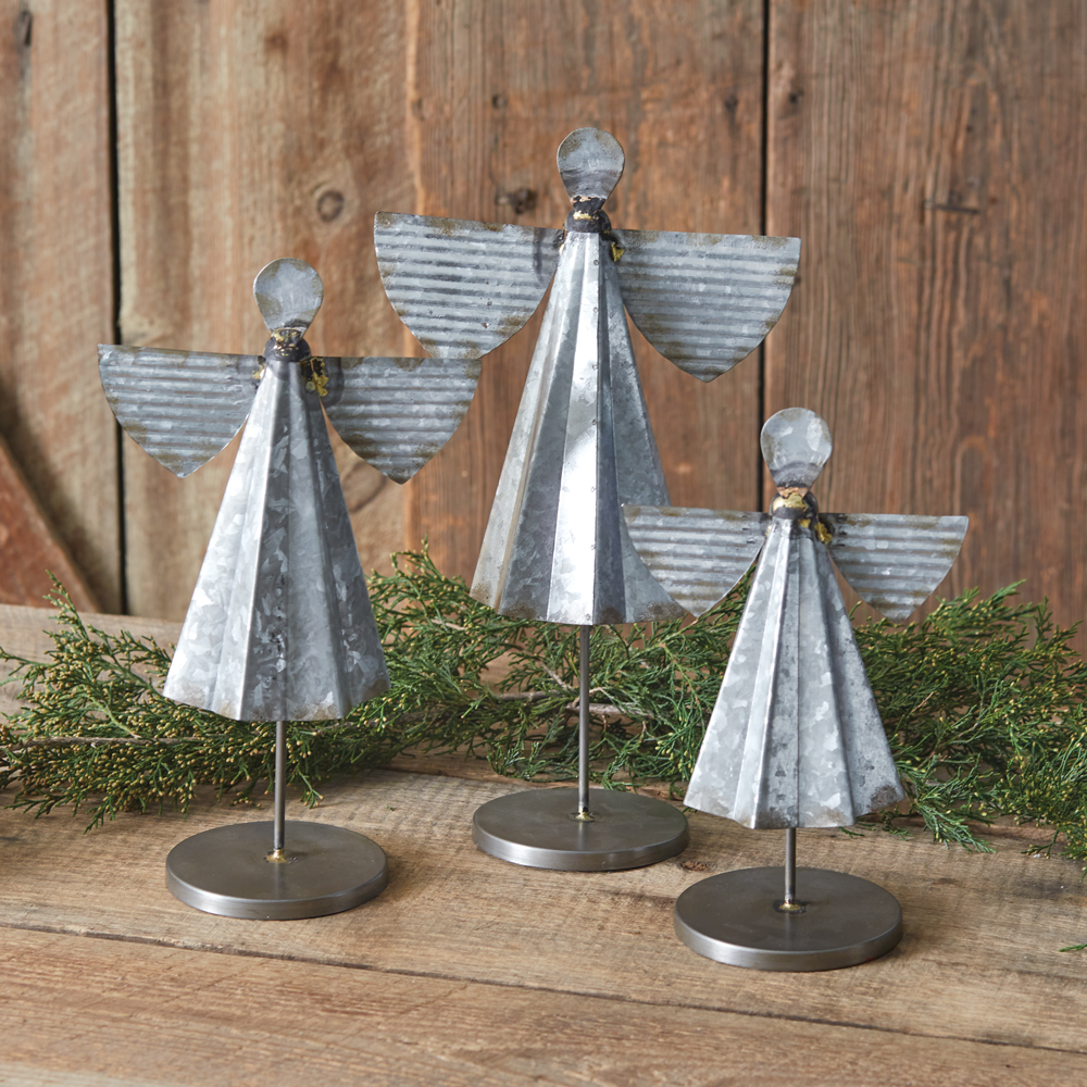 Set of Three Galvanized Metal Angels | CTW Home Collection