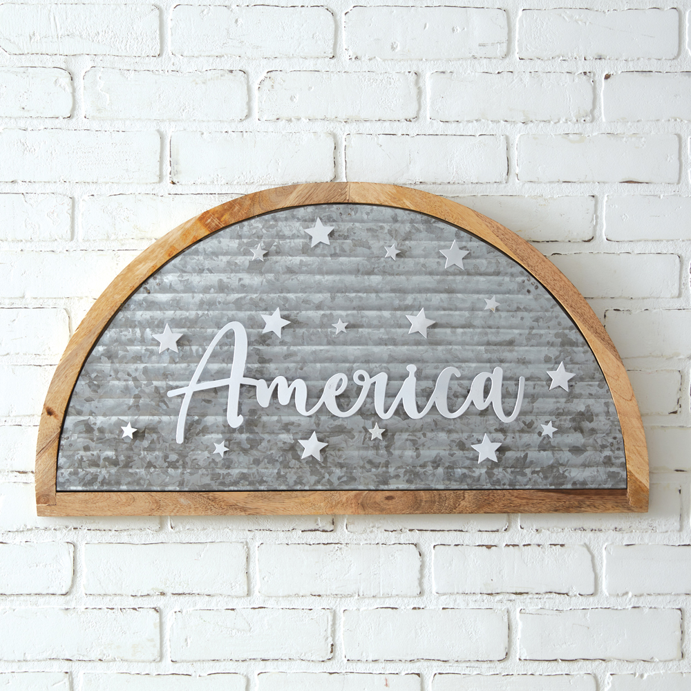 Galvanized America Arched Wall Sign | CTW Home Collection