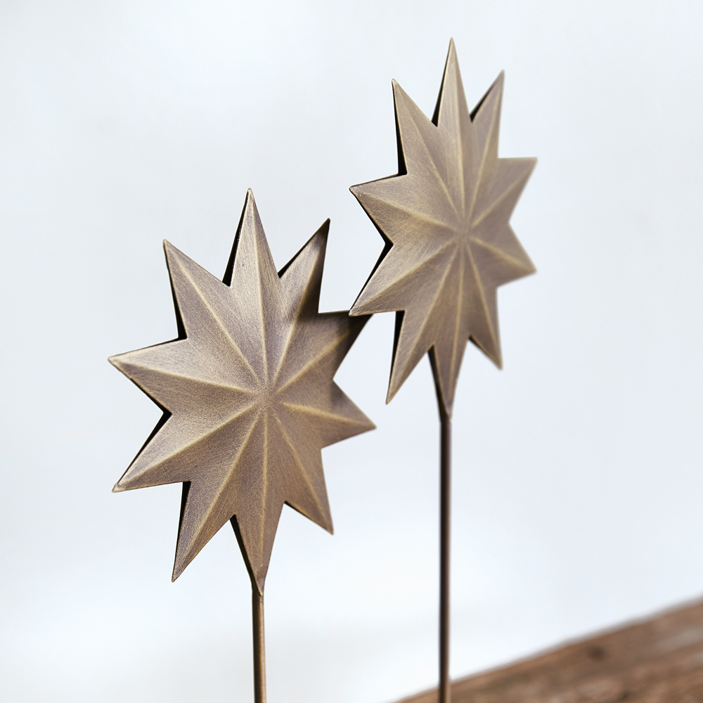 Set of Two Antique Brass Star Pedestals | CTW Home Collection