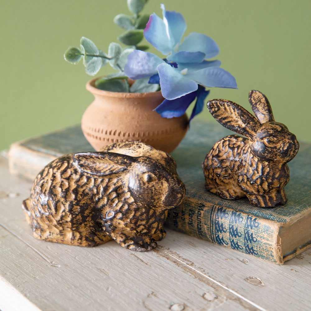 Set of Two Rustic Bunny Figurines | CTW Home Collection
