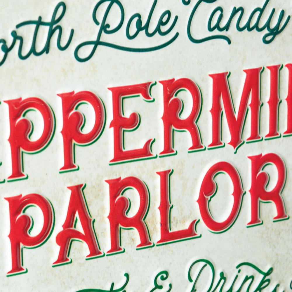 North Pole Peppermint Parlor Metal Wall Sign | CTW Home Collection