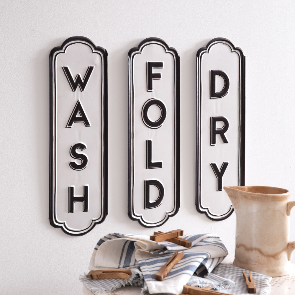 Set of Three Wash Dry Fold Signs | CTW Home Collection