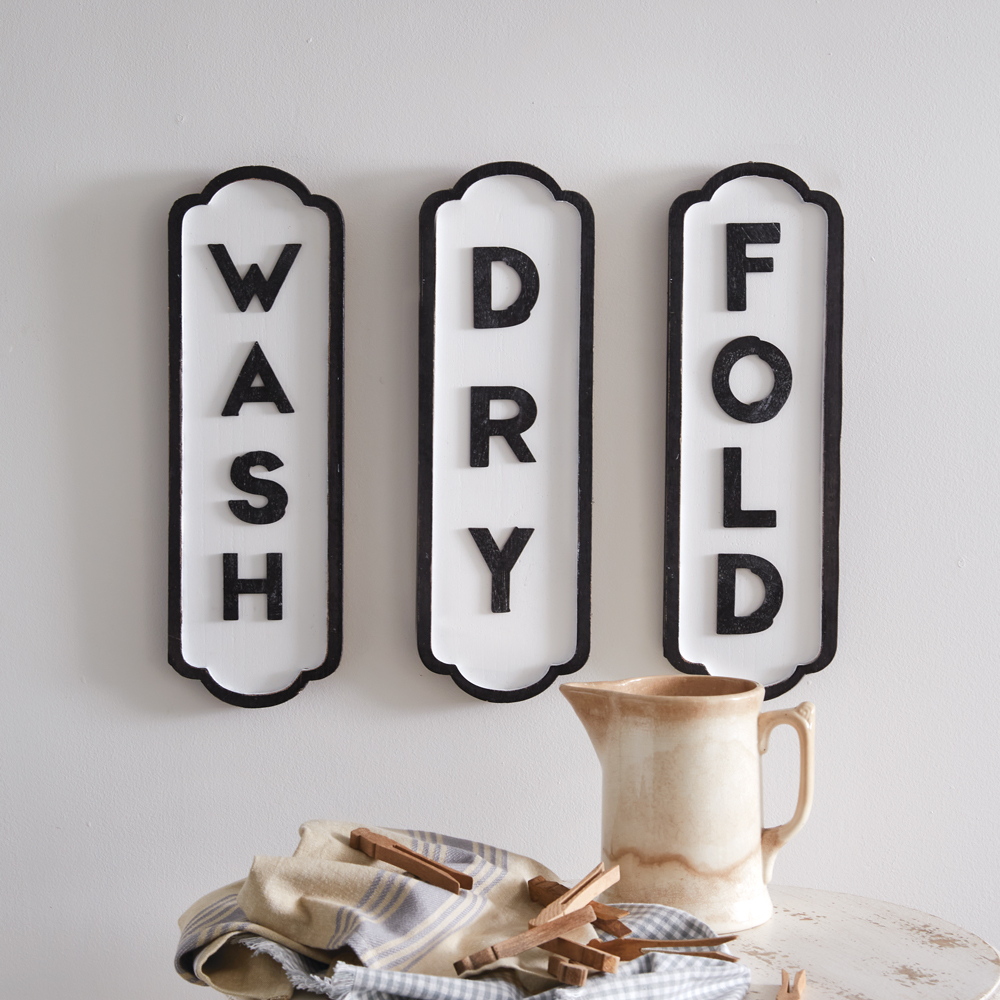 Set of Three Wash Dry Fold Signs | CTW Home Collection