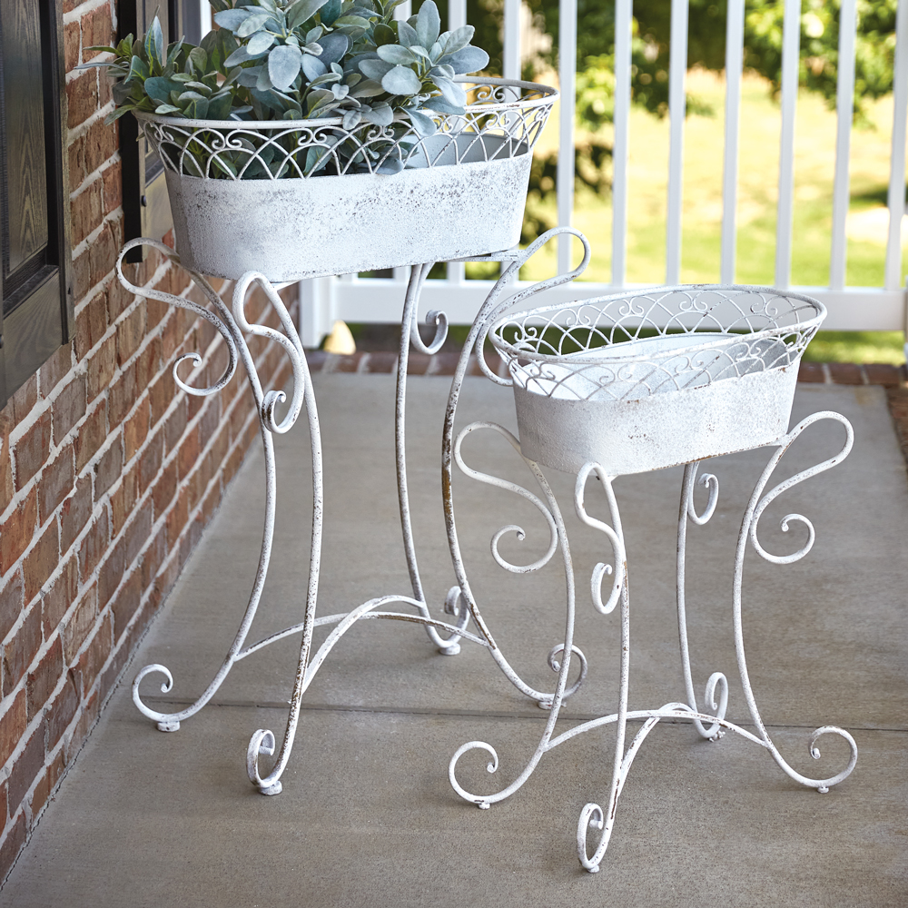 Set of Two Scrolled Metal Planters | CTW Home Collection
