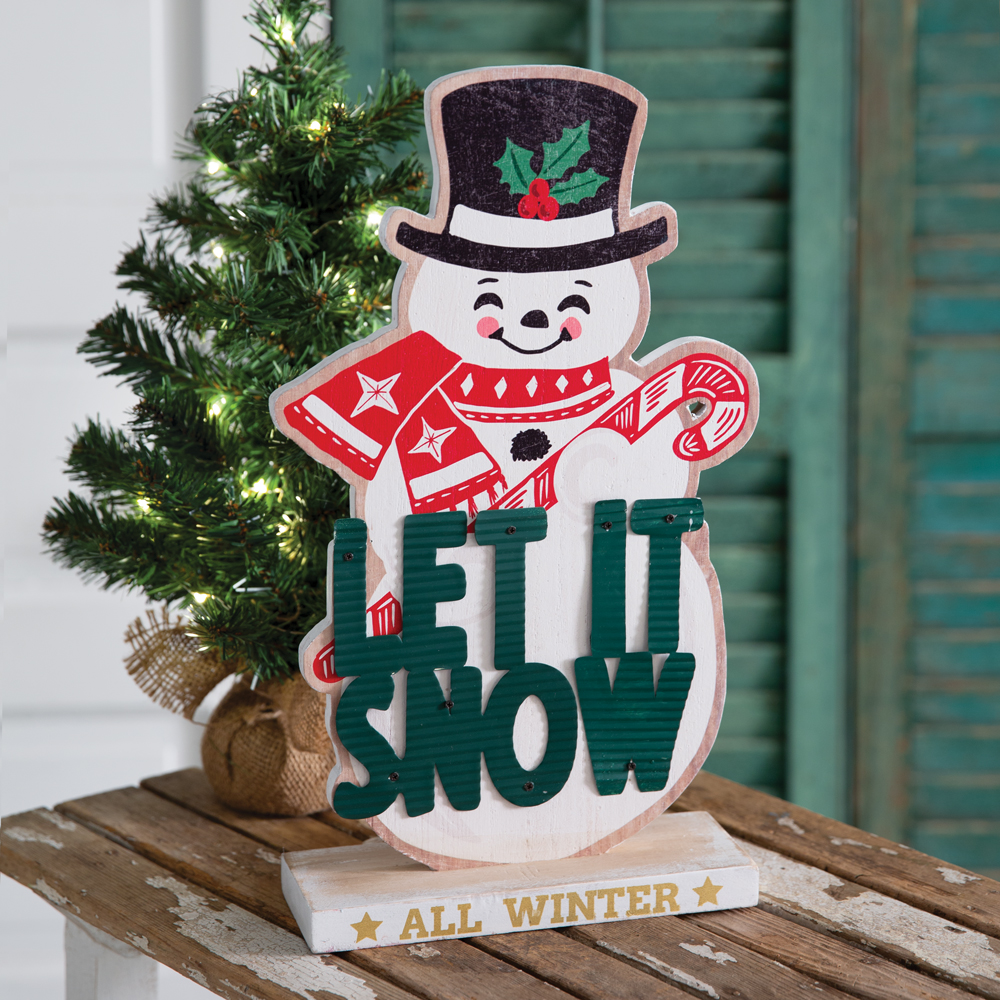 Let It Snow Tabletop Snowman Sign | CTW Home Collection