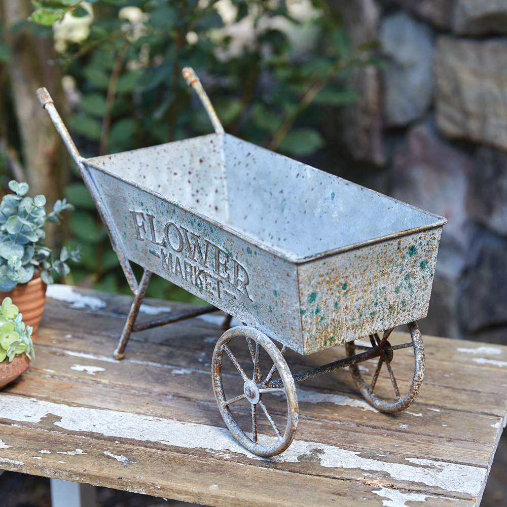 Farmhouse Denim Tabletop Wheelbarrow | CTW Home Collection