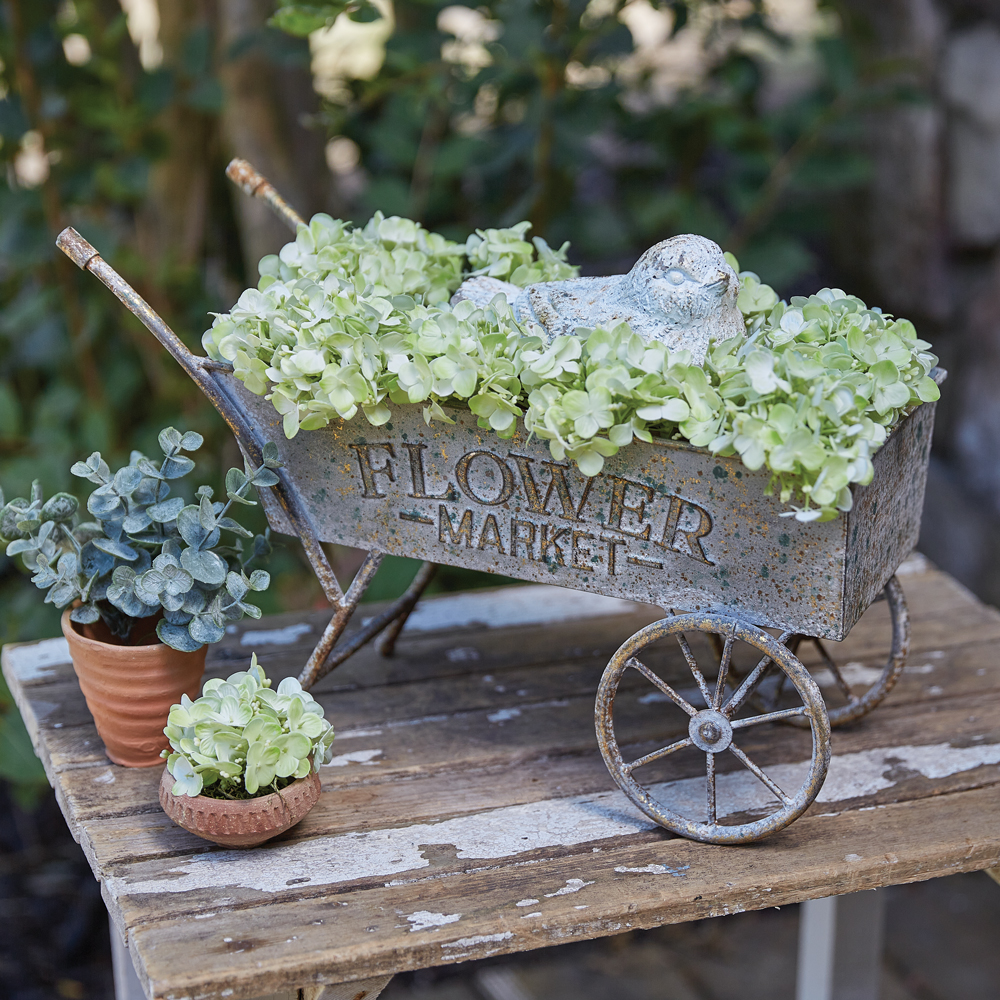 Farmhouse Denim Tabletop Wheelbarrow | CTW Home Collection