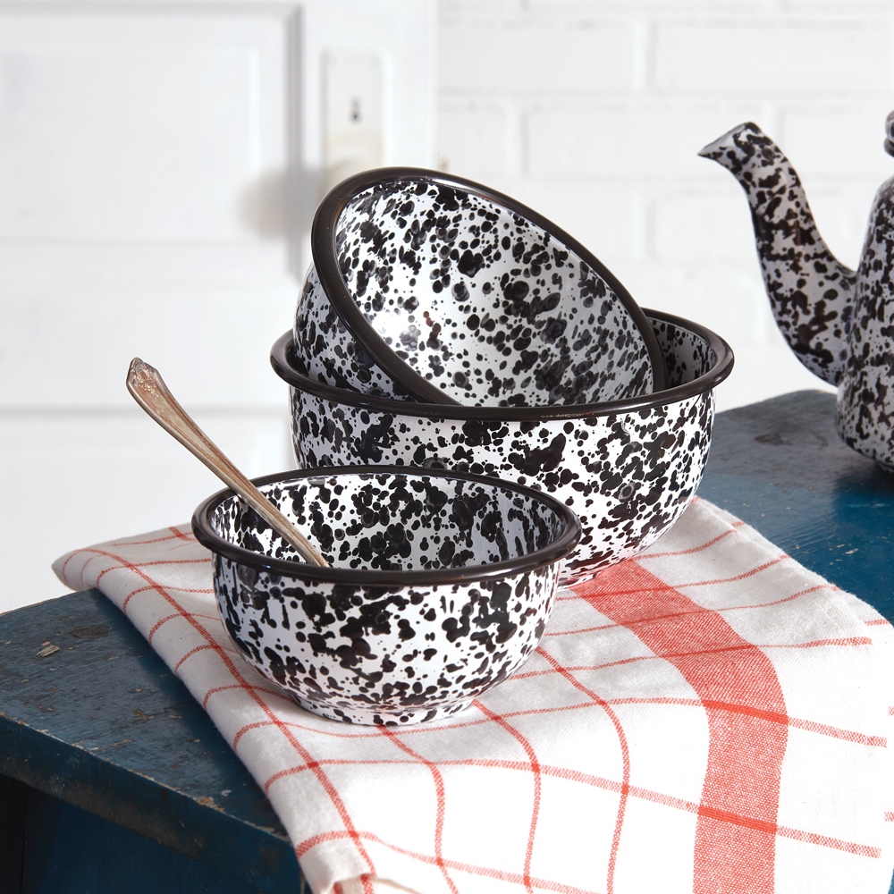 Set of Three Splattered Enamel Bowls | CTW Home Collection