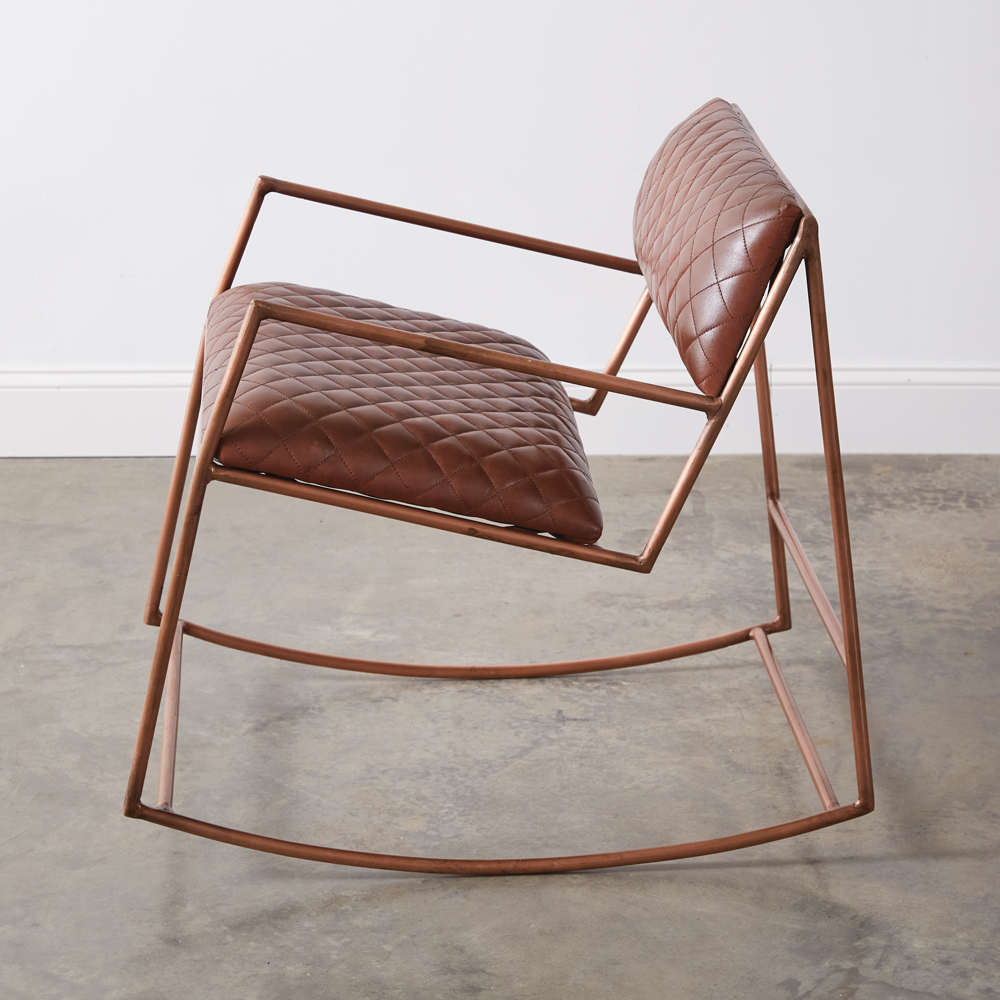 Leather Diamond Pattern Rocking Chair | CTW Home Collection