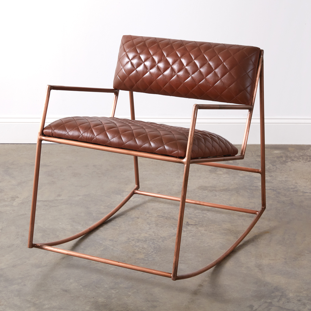 Leather Diamond Pattern Rocking Chair | CTW Home Collection