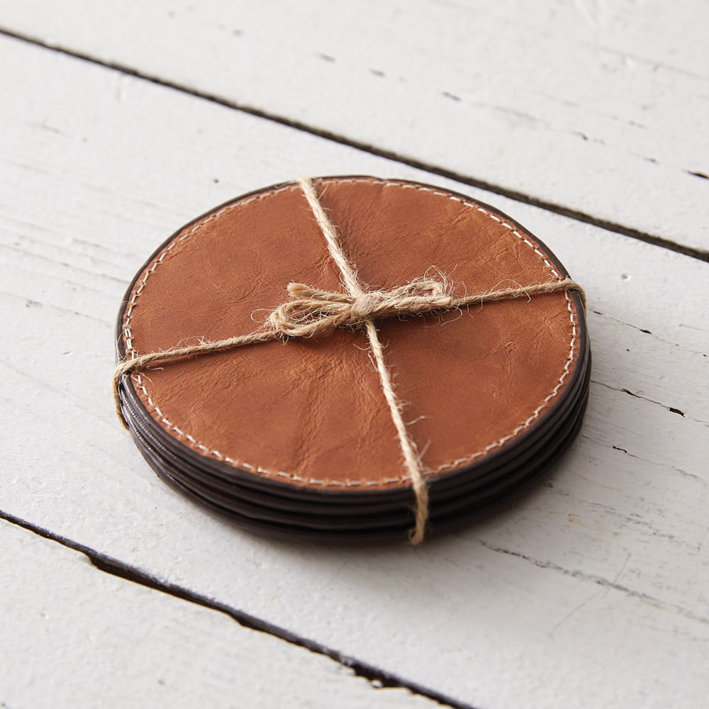 Set of Four Leather Coasters | CTW Home Collection