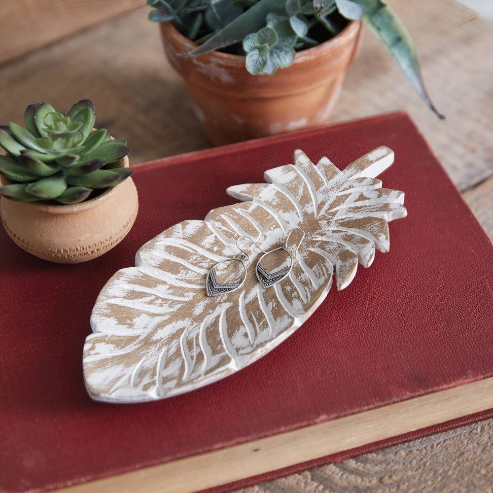 Wood Leaf Trinket Dish | CTW Home Collection