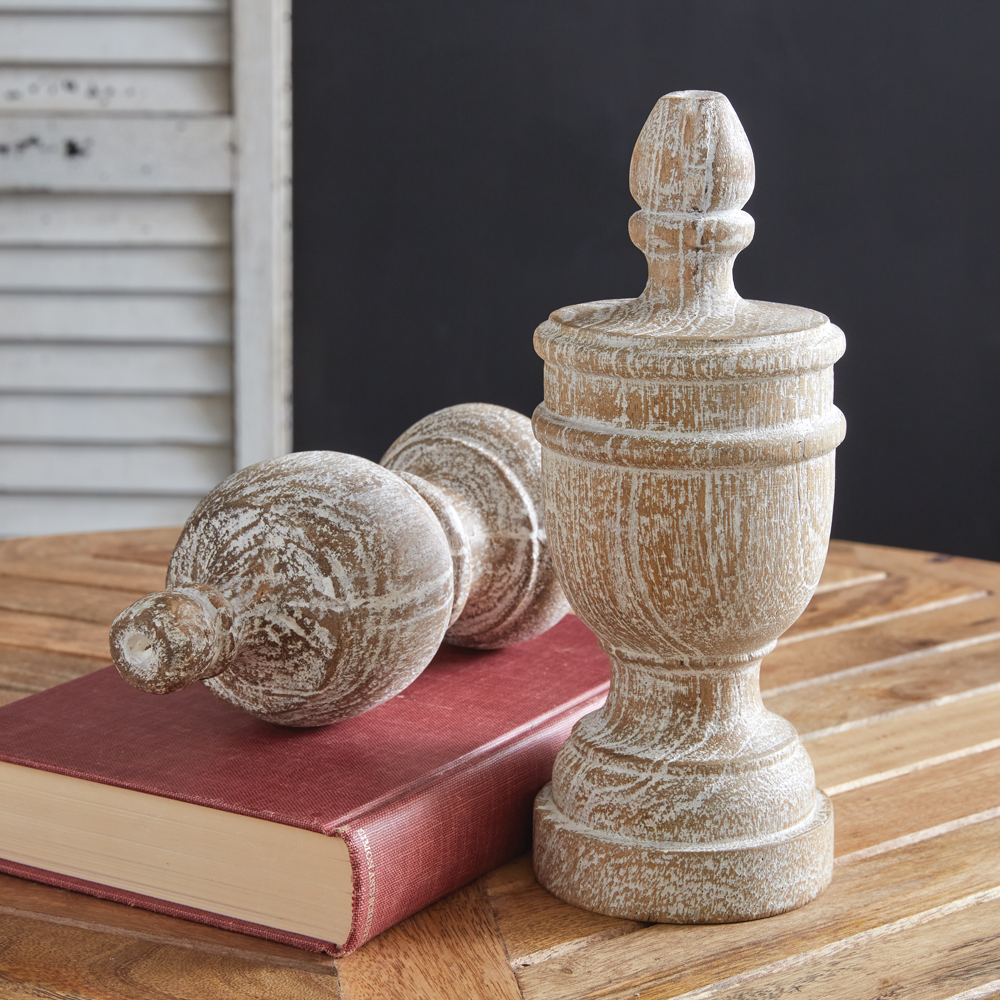Set of Two Turned Wood Finials | CTW Home Collection