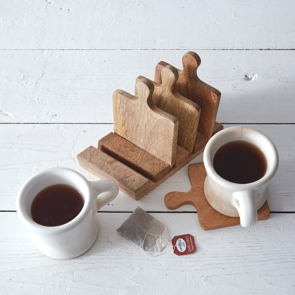 Set of Cutting Board Coasters with Display Caddy | CTW Home Collection