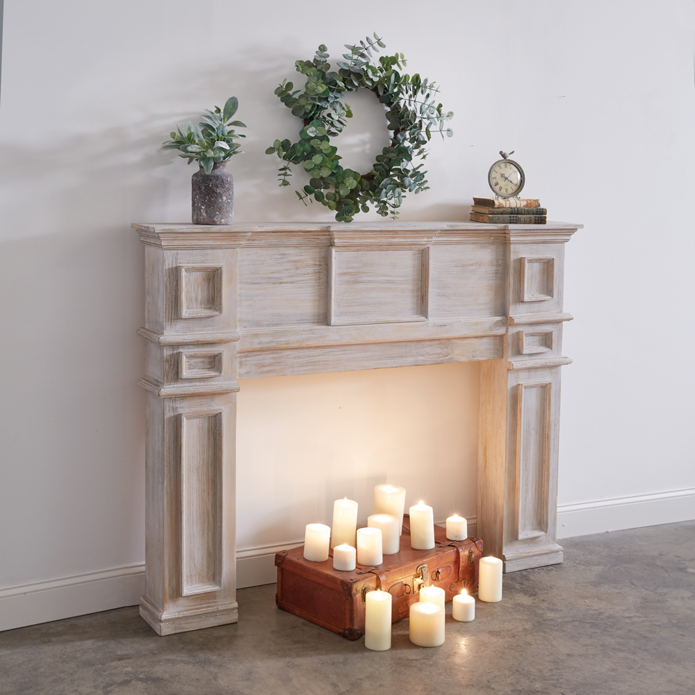 Distressed Wood Fireplace Mantle | CTW Home Collection