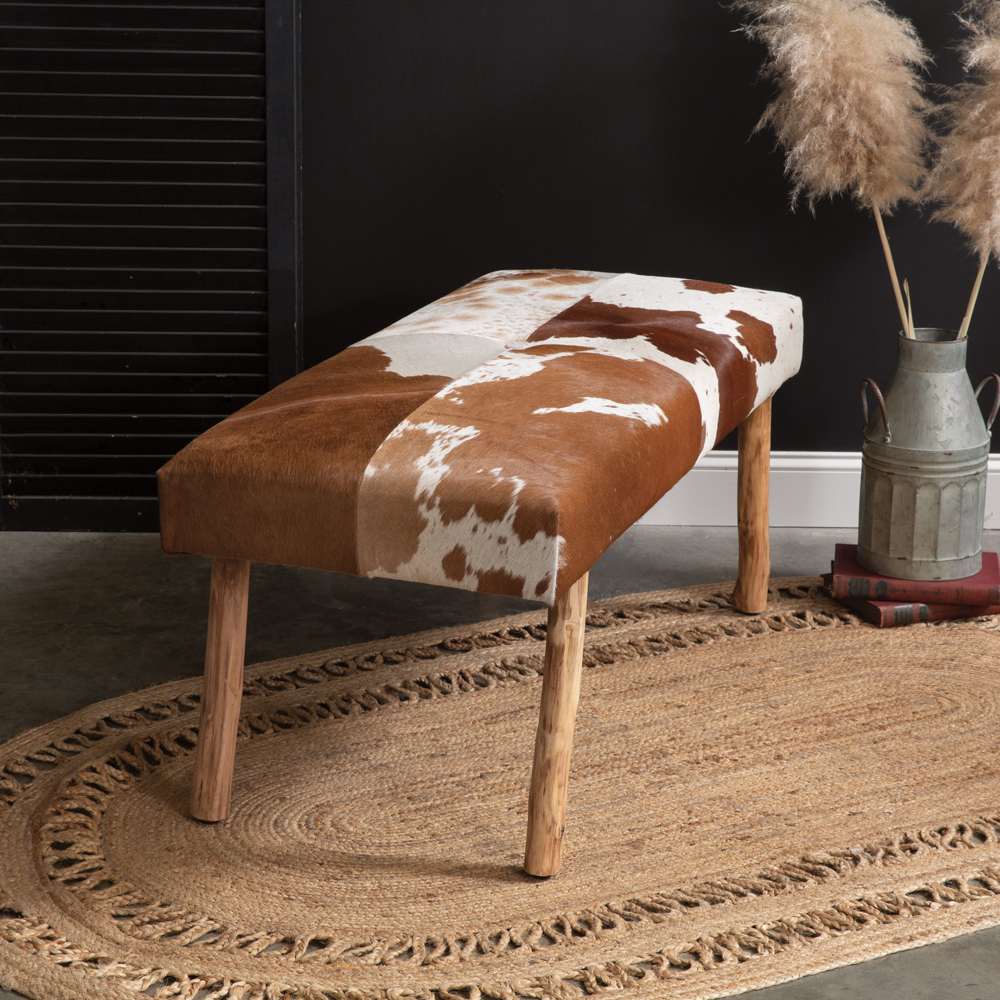 Tombstone Cowhide Bench | CTW Home Collection