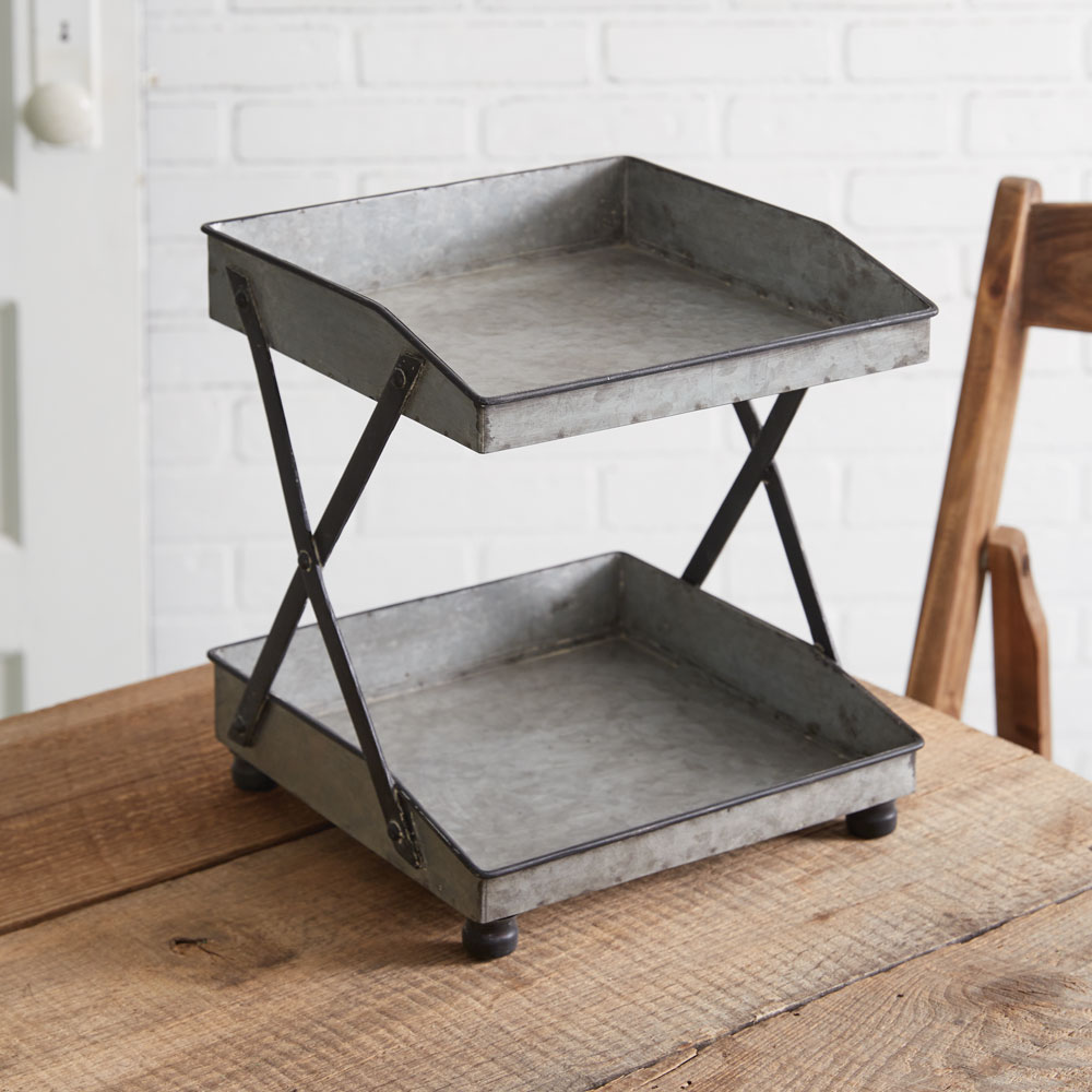 Galvanized Two-Tier Square Tray | CTW Home Collection
