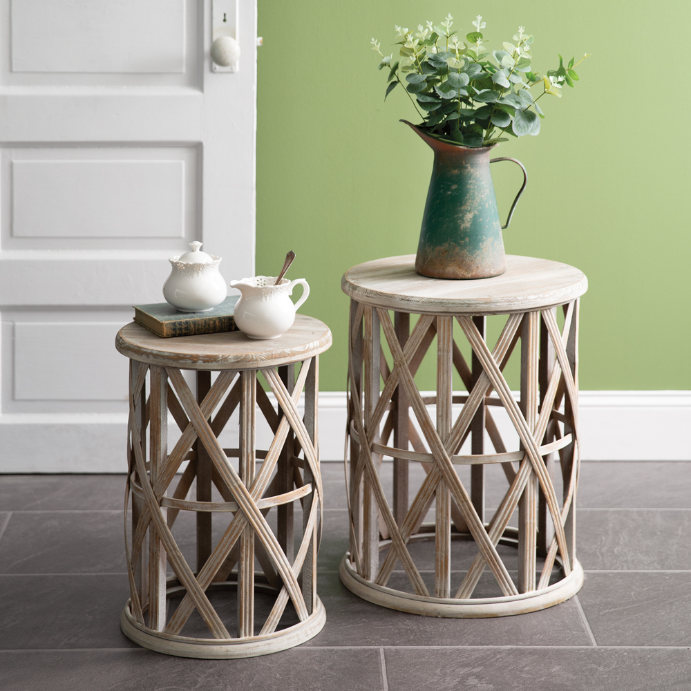 Set of Two Basket Weave Accent Tables | CTW Home Collection