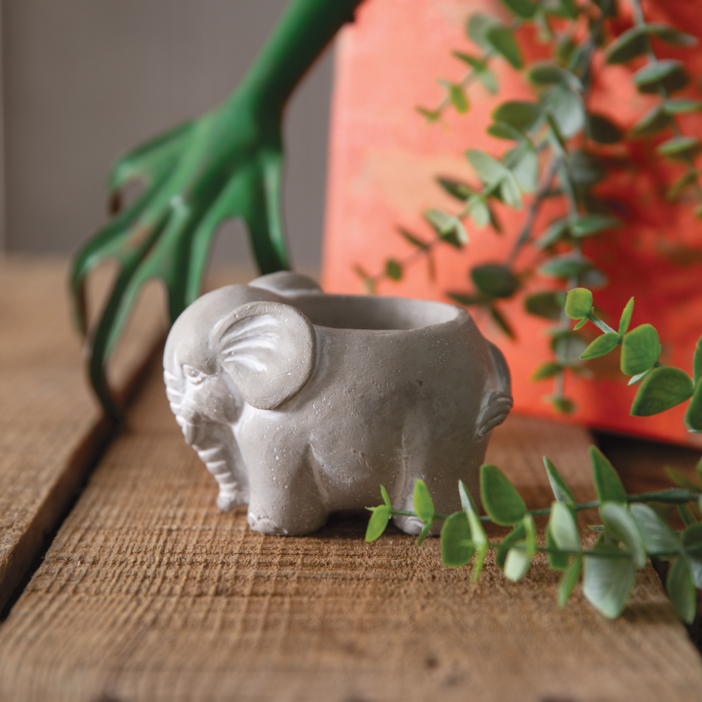 Small Cement Elephant Pot | CTW Home Collection