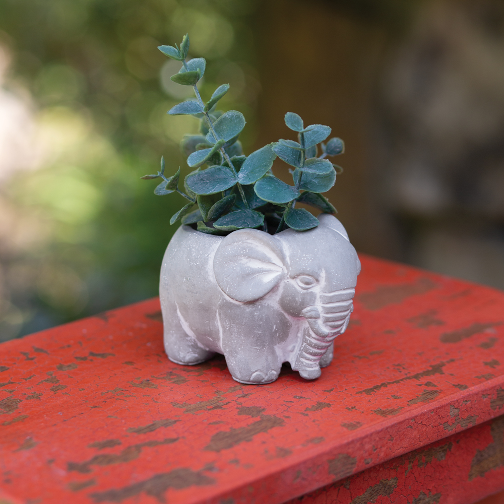 Small Cement Elephant Pot | CTW Home Collection