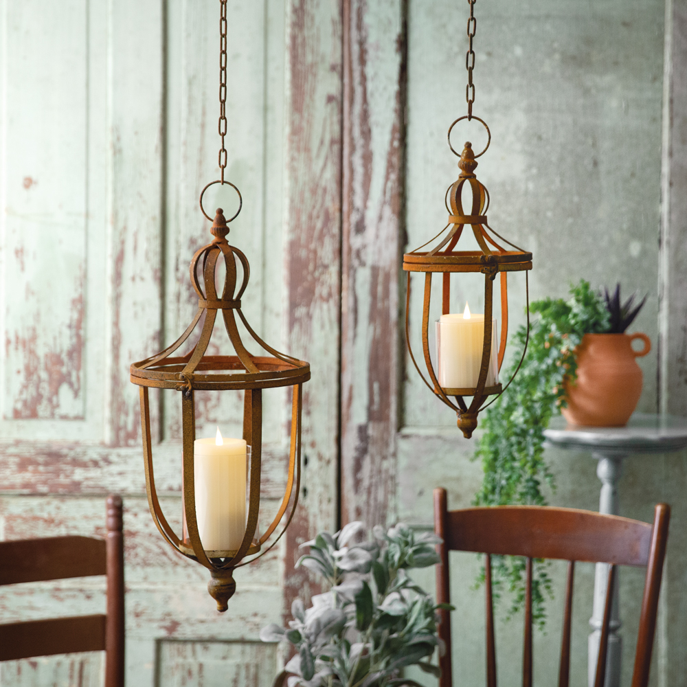 Set of Two Rustic Finial Lanterns | CTW Home Collection
