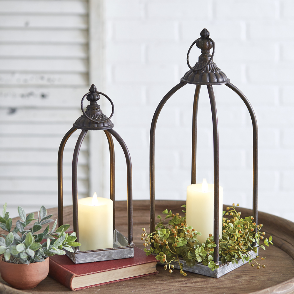 Set of Two Mixed Metal Open Lanterns | CTW Home Collection